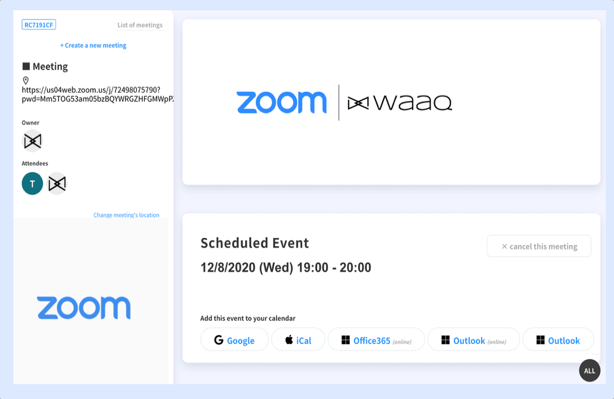 Zoom integration (English) | 日程調整に役立つ情報メディア waaq BLOG